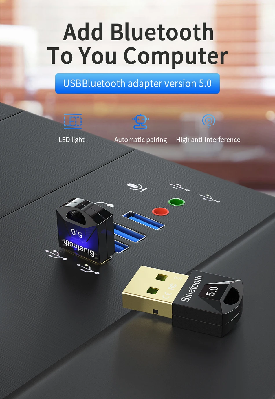 Cle Adaptateur Bluetooth,Mini adaptateur Dongle USB BT,haut-parleur ...