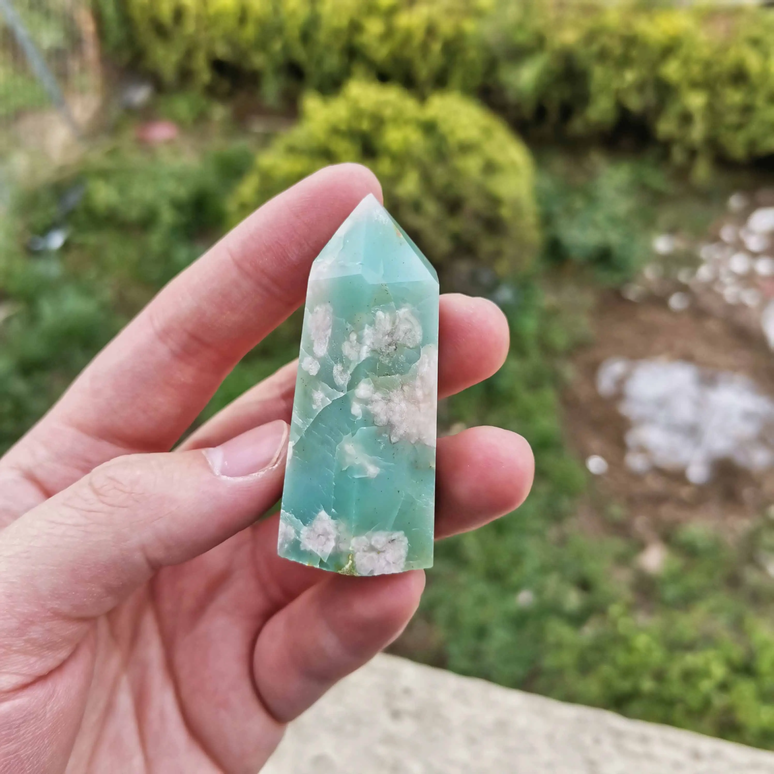 Green Flower Agate Towers Rocks & Geodes Home & Living etna.com.pe