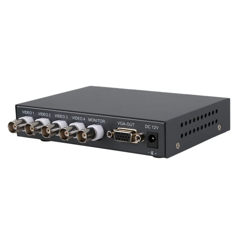 VGA 4CH Color CCTV Security Camera Video Processor Quad Splitter Remote ...