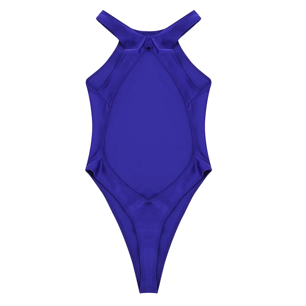 One Piece Swimsuits Women 2019 Shimmering Sheer Lingerie Halter Neck ...