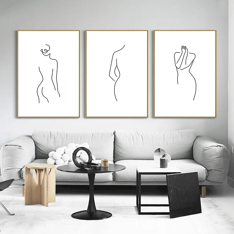 Nordic Abstract Minimalist Line Drawing Print Home Decor Nordic Canvas ...