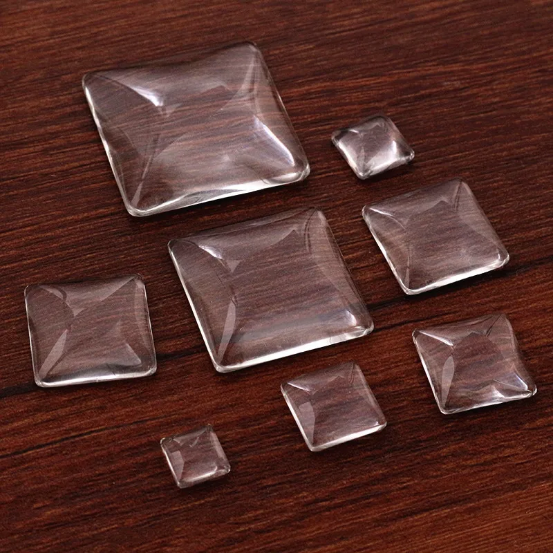 High Quality Square Flat Back Transparent Glass Clear Cabochons for DIY ...
