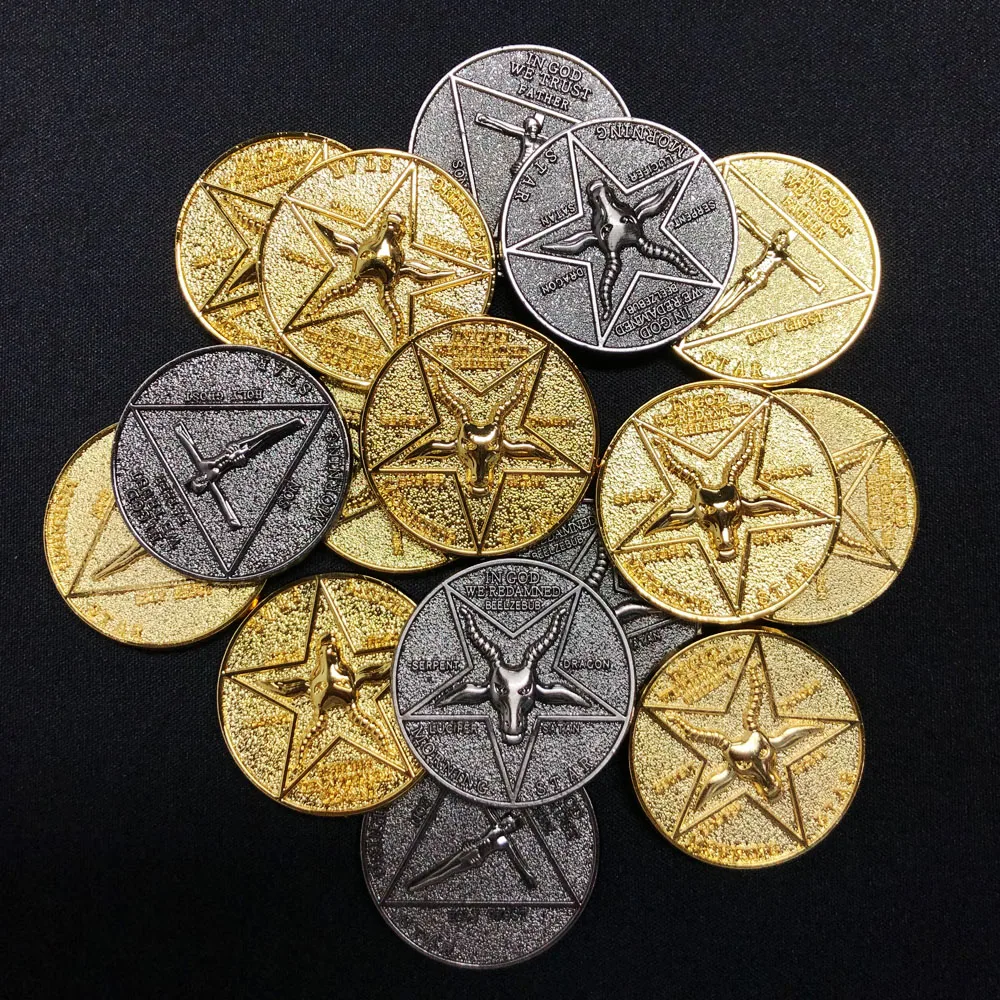 Lucifer satánico, estrella de la noche, monedas de Metal de aleación de ...