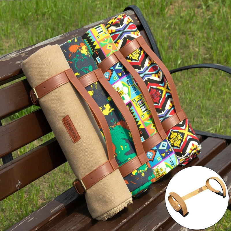 PU-Leather-Picnic-Blanket-Strap-Camping-Adjustable-Binding-Belt ...