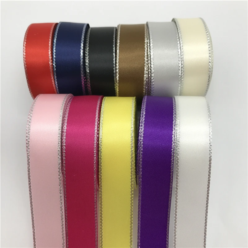 5Yards-5-8-15mm-Silver-Metallic-Edge-Satin-Ribbon-Hair-Bow-Wedding ...
