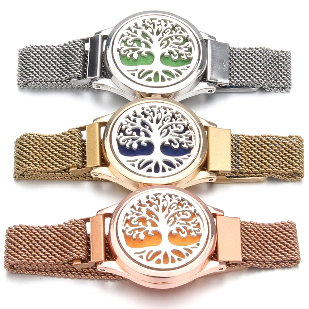 Aromatherapy-Watch-Bracelet-Tree-of-Life-Stainless-Steel-Essential-Oil ...