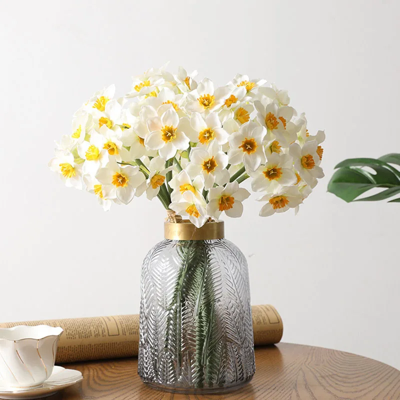 Artificial-Narcissus-Flower-Bouquet-Home-Decoration-Fake-Desktop ...