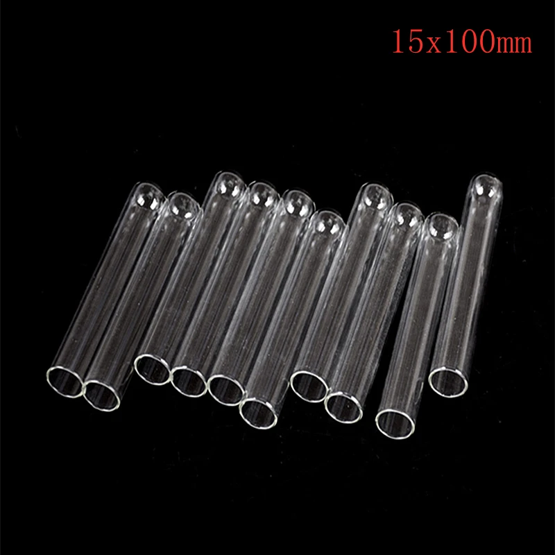 10Pcs-Lot-15x100mm-Transparent-Glass-Blowing-Tubes-Long-Thick-Wall-Test ...