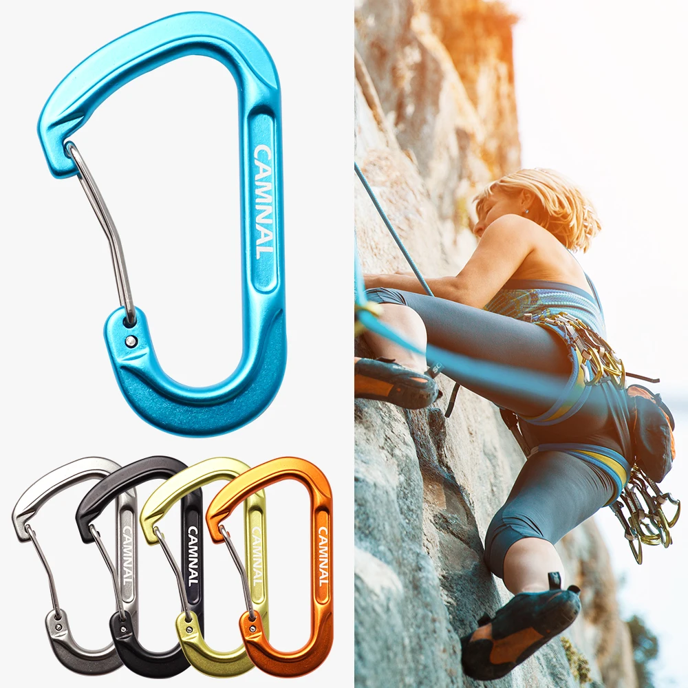 Climbing Carabiner D Shape Mountaineering Buckle Hook 12KN Safety Lock ...