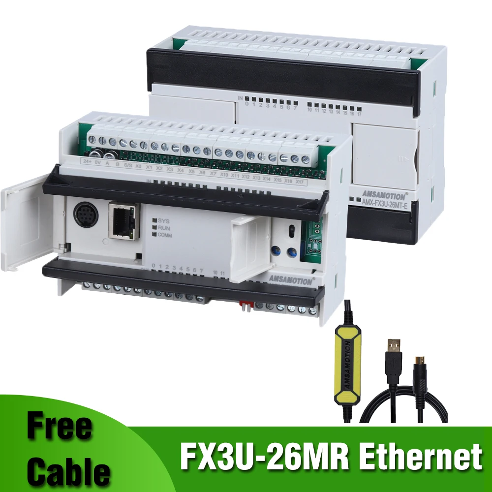 FX3U 26MR PLC con puerto Ethernet para Mitsubishi MELSEC, controlador ...