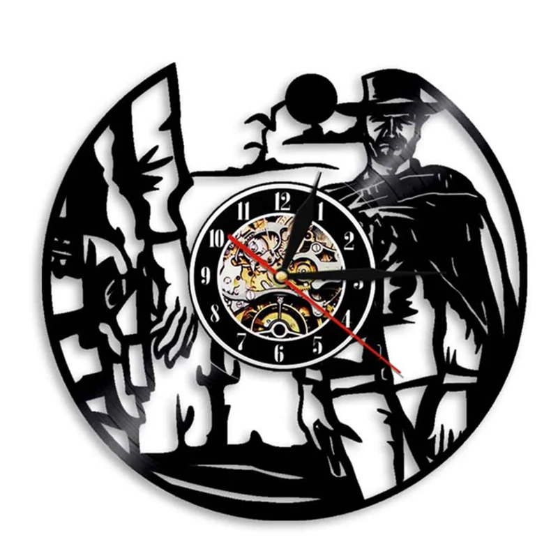 Wild West Sunset Cowboys Wall Clocks Modern Design Western Rodeos Vinyl ...