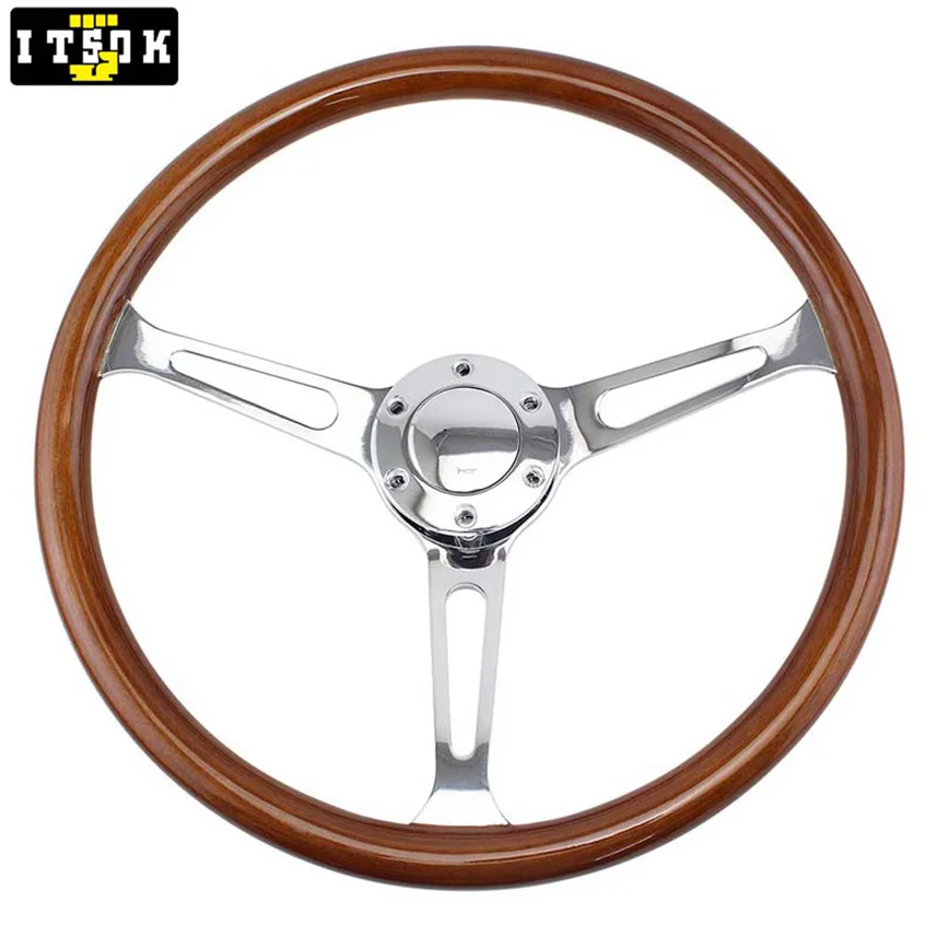 Volante de madera sólida auténtica de 15 pulgadas, 380mm, agujero largo ...