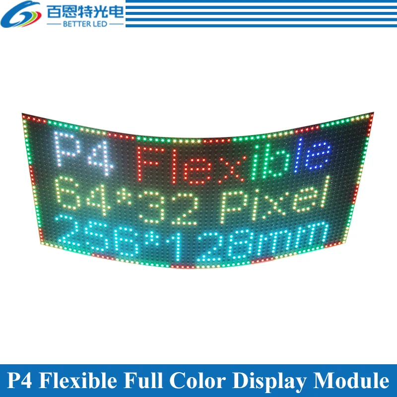 P4 Flexible Led Screen Panel Module 256*128mm 64*32 Pixels 1/16 Scan ...
