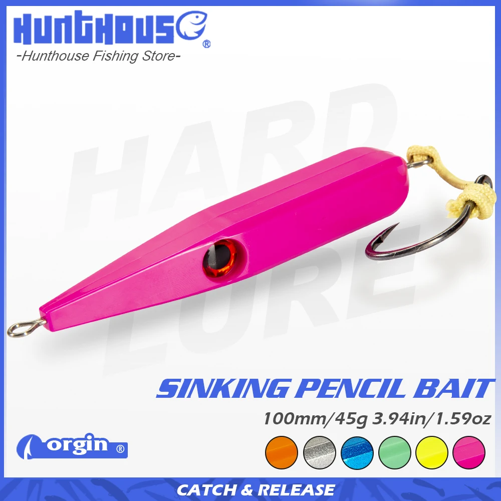Hunthouse-100mm-45g-gt-pencil-fishing-hard-lure-sinking-trolling-for-GT ...
