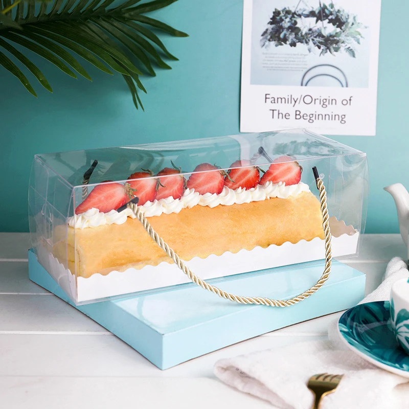 5pcs Transparent Cake Roll Packaging Box Portable Box Pastry Baking ...