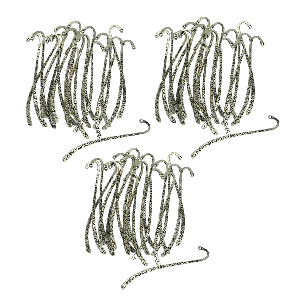 60 Pieces Tibetan Metal Beading Line Pattern Bookmarks w/ Hoop DIY ...