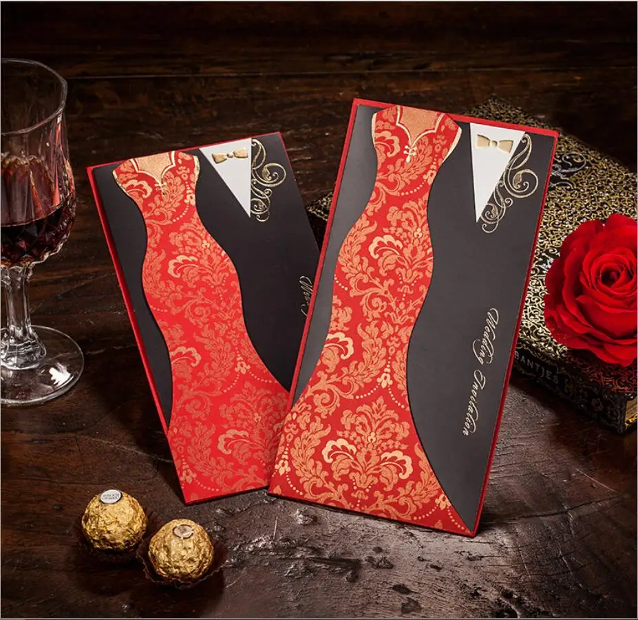 Blank Red And Black Wedding Invitations