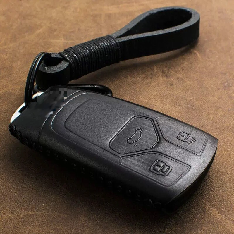 1 PCS Genuine Leather Key Cover Key Case for Audi New A4 A5 A6 Q7 2017 ...