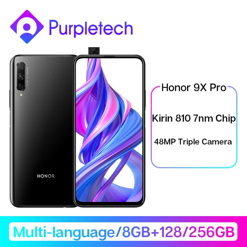 Honor 9X Pro, 8 ГБ, 128 ГБ, 256 ГБ, Kirin 810 Liquid Cool, смартфон, 48MP, тройная камера, 6,59 ...