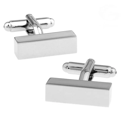 Men's Bar Cufflinks Quality Brass Material Silver Color Engravable ...