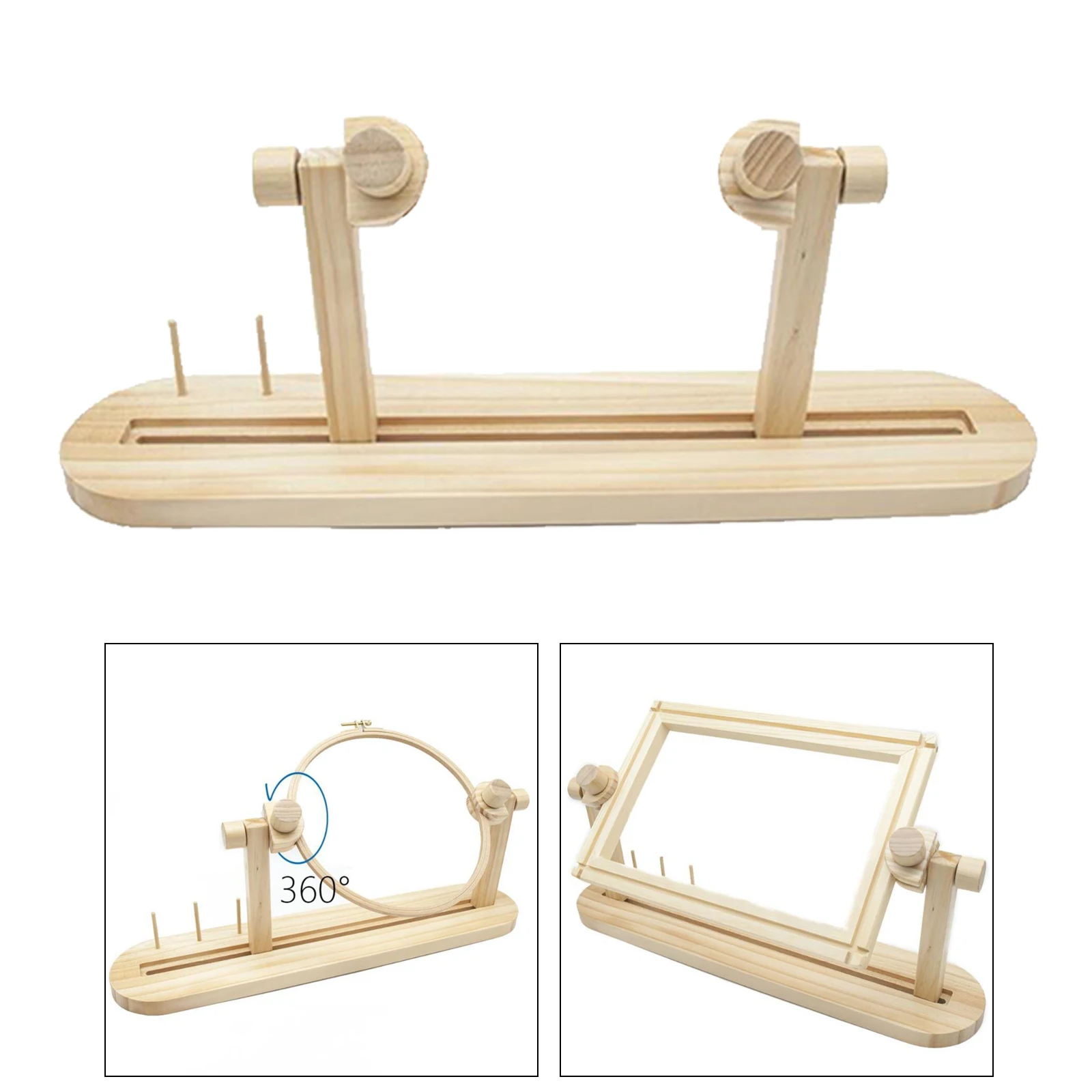 360 Rotary Tabletop Tapestry Hoops Embroidery Table Stand Holder Wood ...
