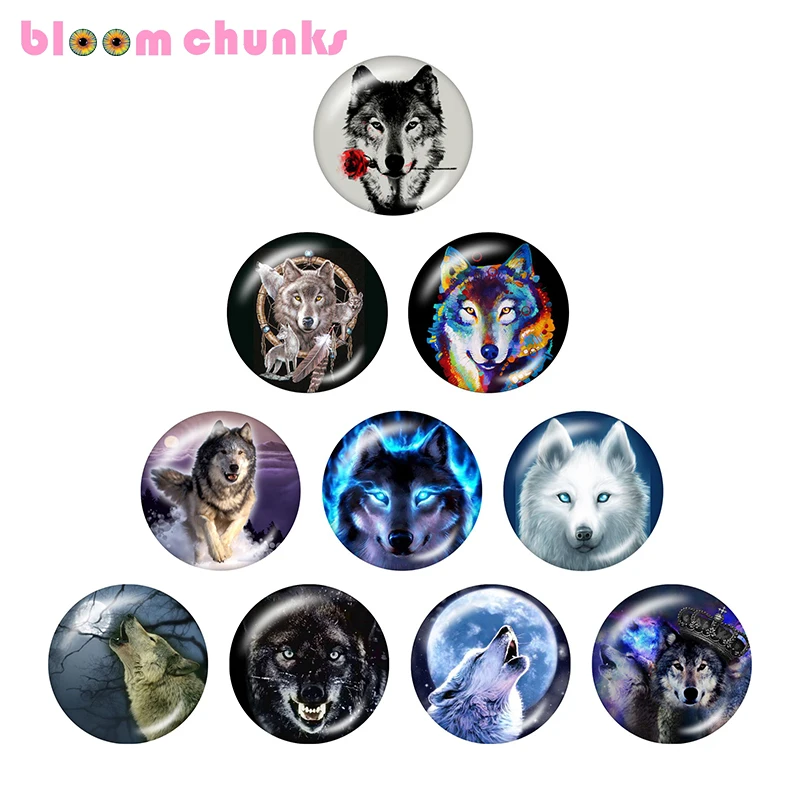 Animal Wolf Moon 12mm/18mm/20mm/25mm Round Glass Cabochon Flat Back ...