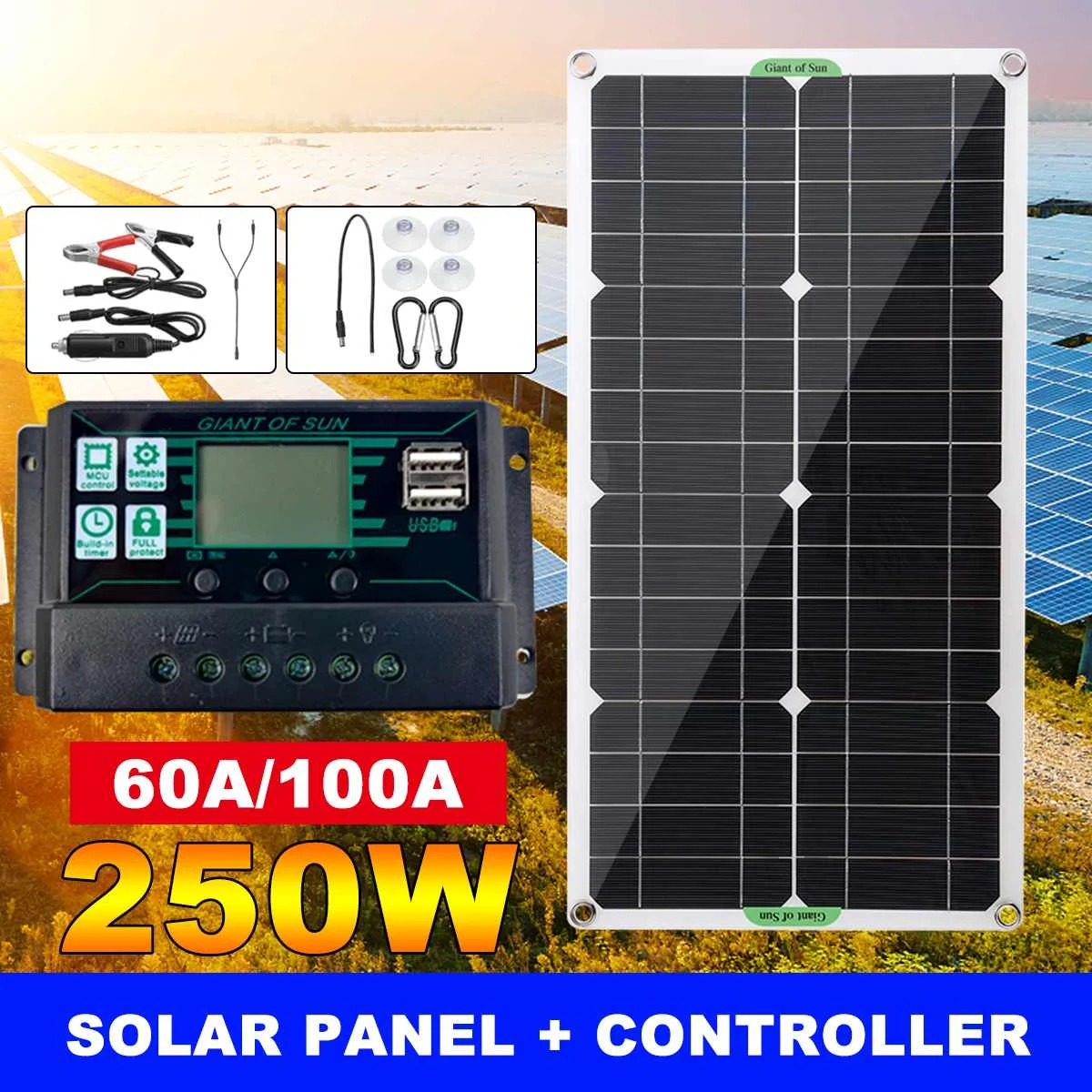 250W-Solar-Panel-Kit-Complete-24-12-5V-Dual-USB-With-60A-100A ...