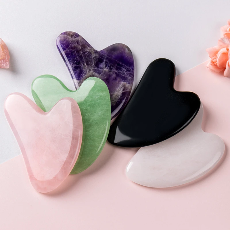 Natural Jade Stone Gua Sha Massage Board Rose Quartz Guasha Plate Jade ...
