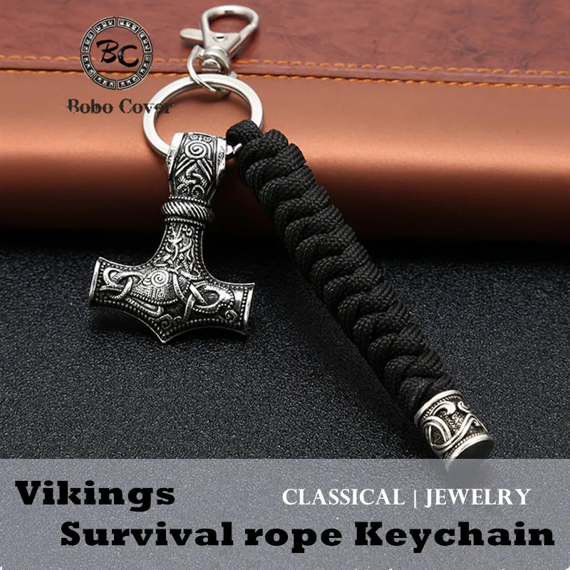 Vintage-Handmade-Keychain-Viking-Rune-Hammer-Car-KeyRing-Mjolnir ...