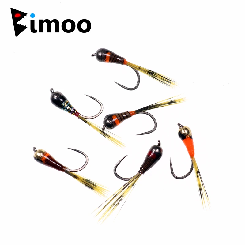 Bimoo 6PCS/Box Spanish Perdigon Nymph Jig Fly with Copper Tungsten Bead ...