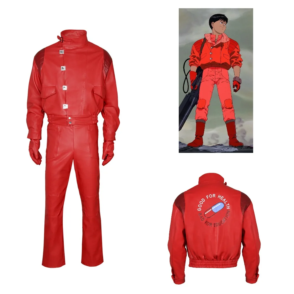 AKIRA-Shotaro-Kaneda-Cosplay-Traje-Conjunto-completo-Uniforme-de-motocicleta-vermelho-PU-Trajes ...