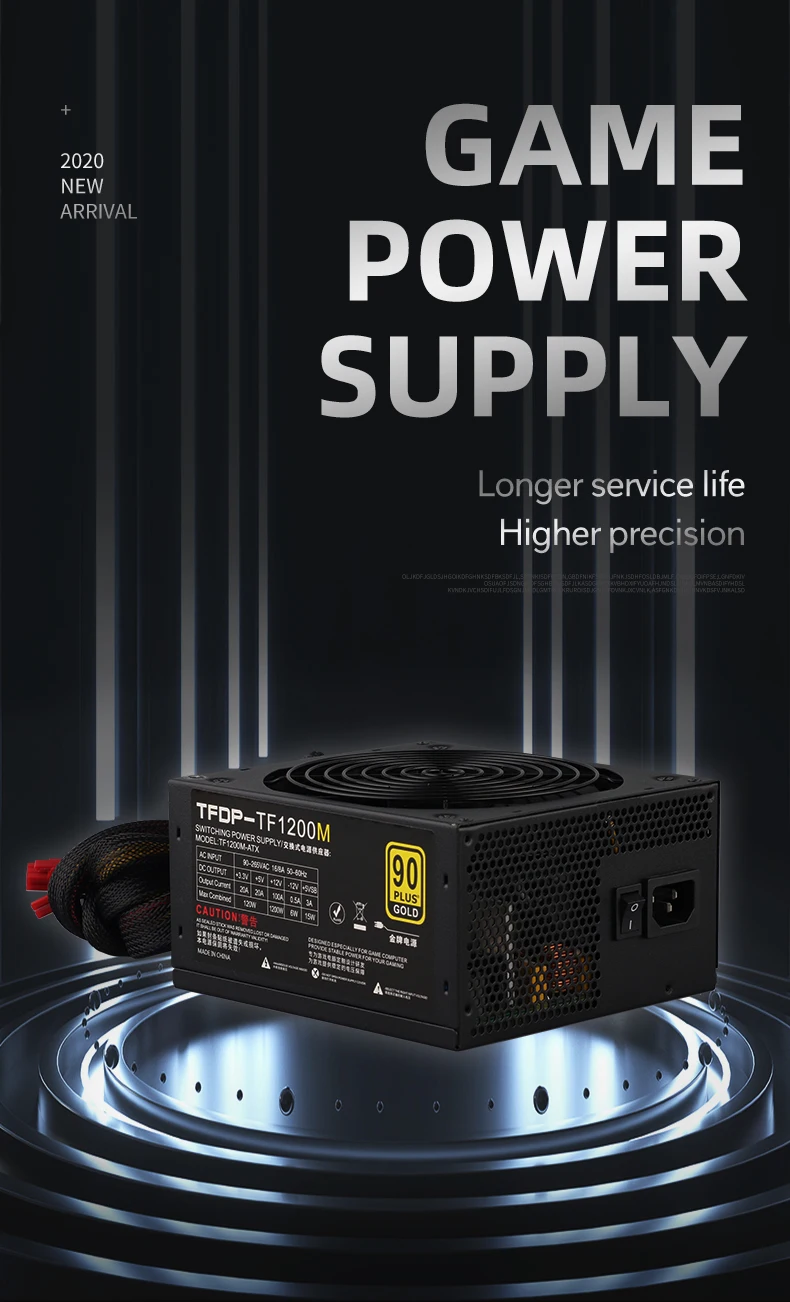 Active PFC Power Supply 1200W Moular 110V 220V 12V ATX 8PIN+2x6PIN SATA ...