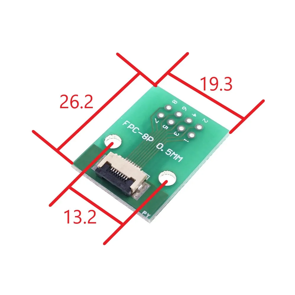 Adaptador de conector de Cable plano Flexible FFC/FPC, 8 pines, 0,5mm a 2,54mm x 2,54mm, 2x4 ...