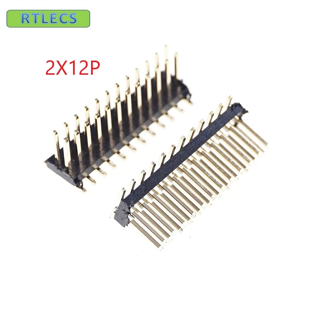 100 Pcs 2x12 P 24 Pin 1.27 Mm Male Header Dual Row Straight Pcb Smt ...