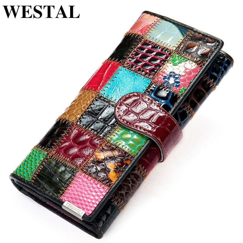 Westal Women's Wallet Genuine Leather Patchwork Wallet For Women Clutch ...