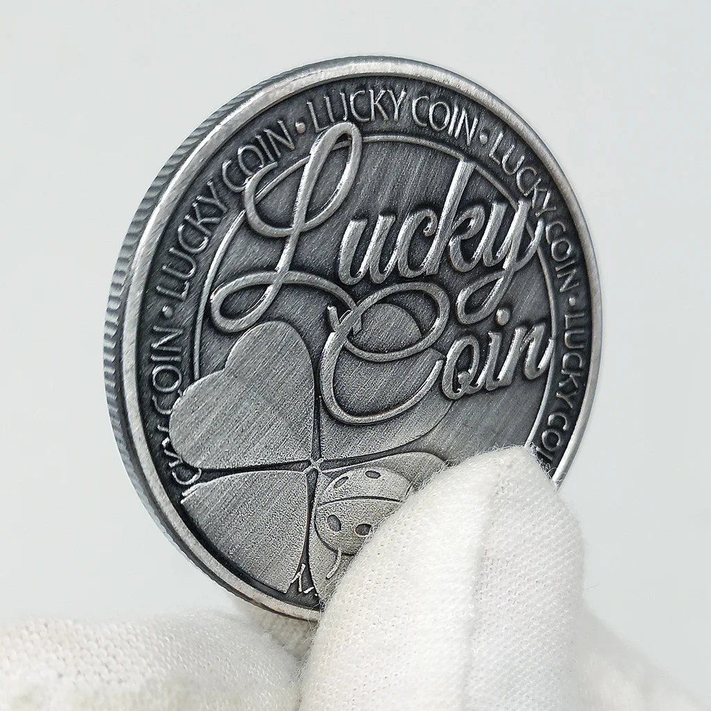Lucky Silver Commemorative Coin Four-Leaf Clover Good Luck Souvenir ...