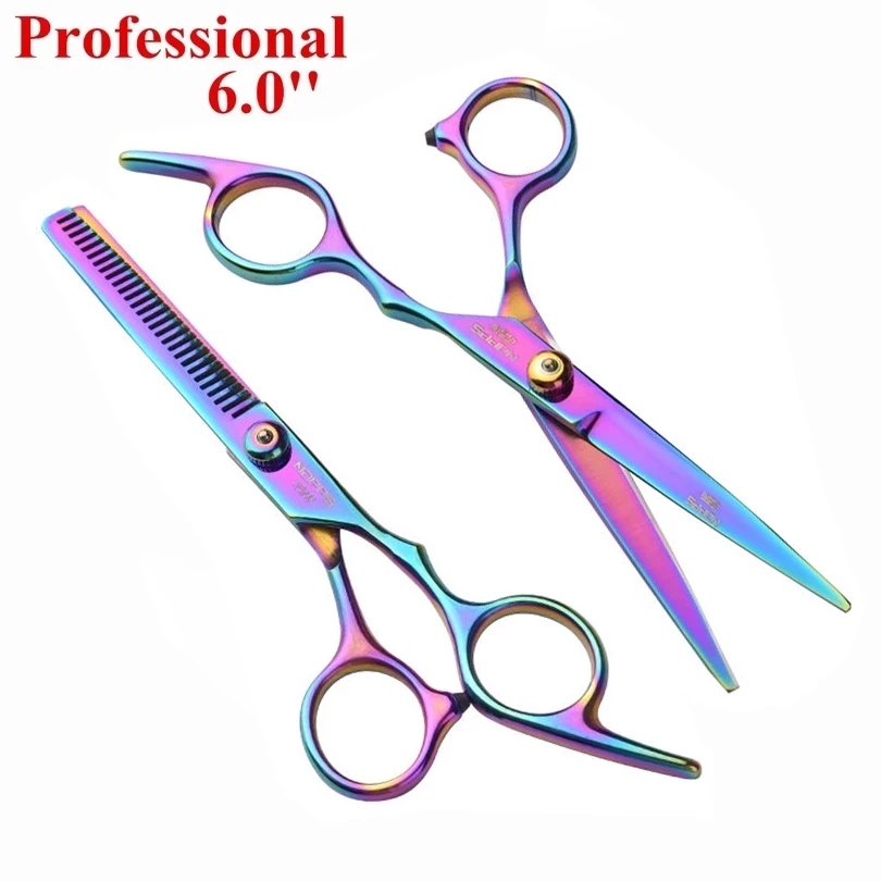 Professional-Japan-440c-Steel-6inch-Rainbow-Cut-Hair-Scissors-Set ...