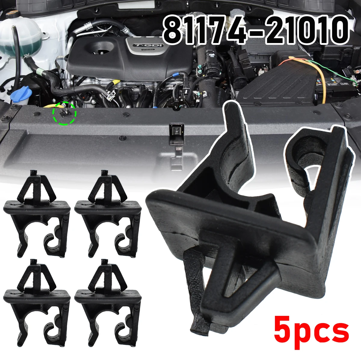 5x Hood Bonnet Prop Rod Support Stay Clip Holder Clamp For Hyundai ...