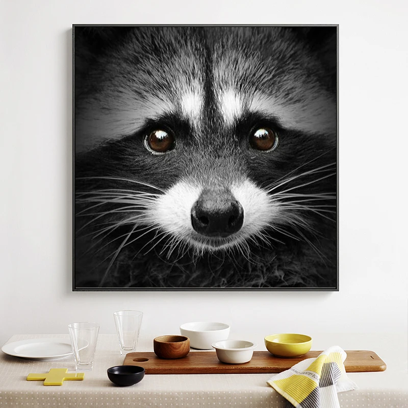 Moderne-Tier-Schwarz-und-Wei-Nette-Waschb-r-Leinwand-Malerei-Poster-und-Drucke-Cuadros-Wand ...