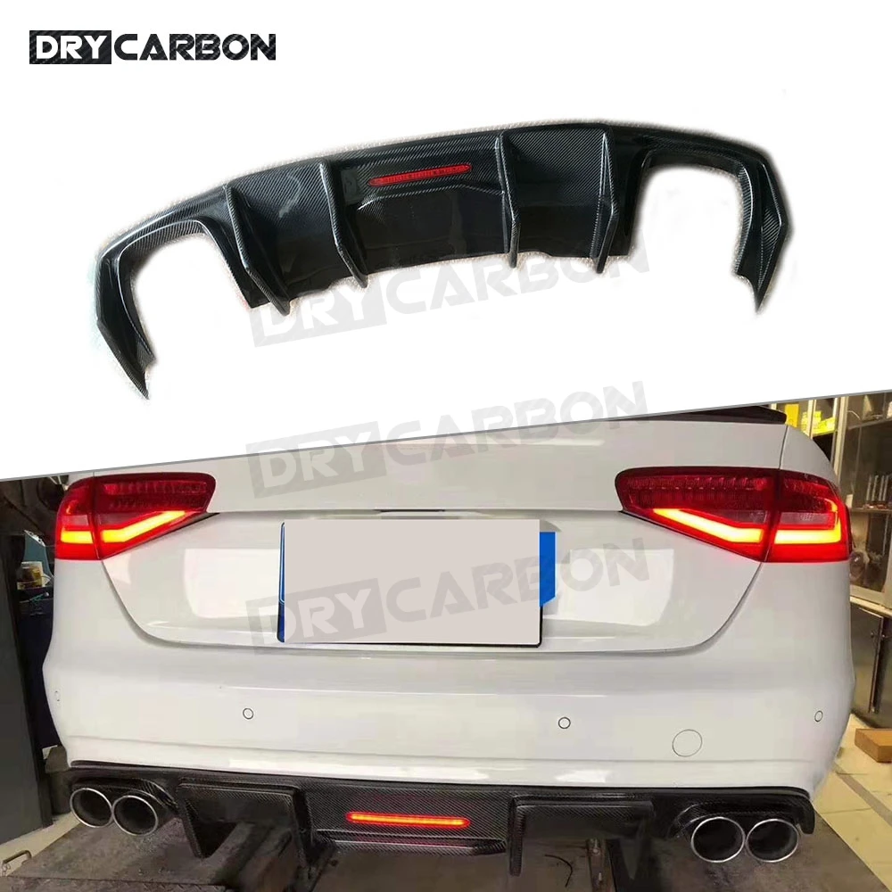 Carbon Fiber Rear Lip Diffuser With Lamp For Audi A4 S4 B8.5 B9 2013 ...