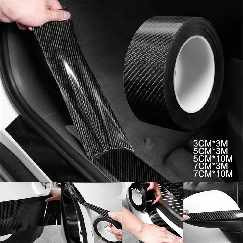 Pvc 탄소 섬유 자동차 스티커 Diy 접착제 보호 스트립 자동 도어 씰 사이드 미러 스크래치 방지 테이프 방수 보호 필름