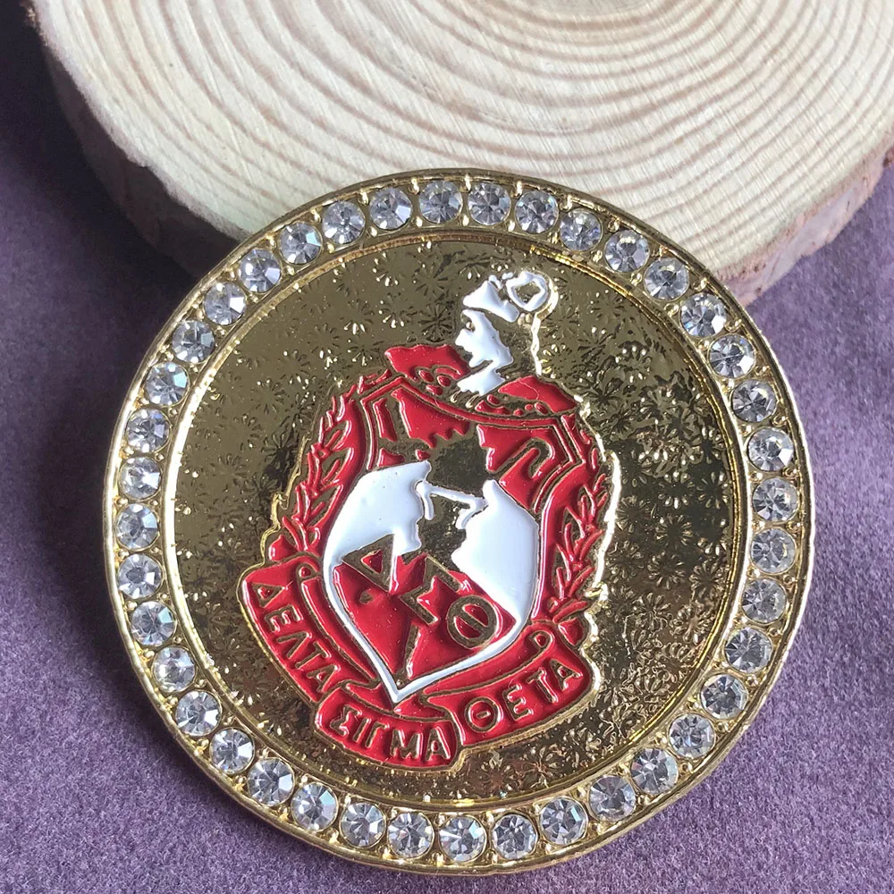 Handmade Greek Sorority AEO Letter Shield Rotundity Rhinestone Brooch ...