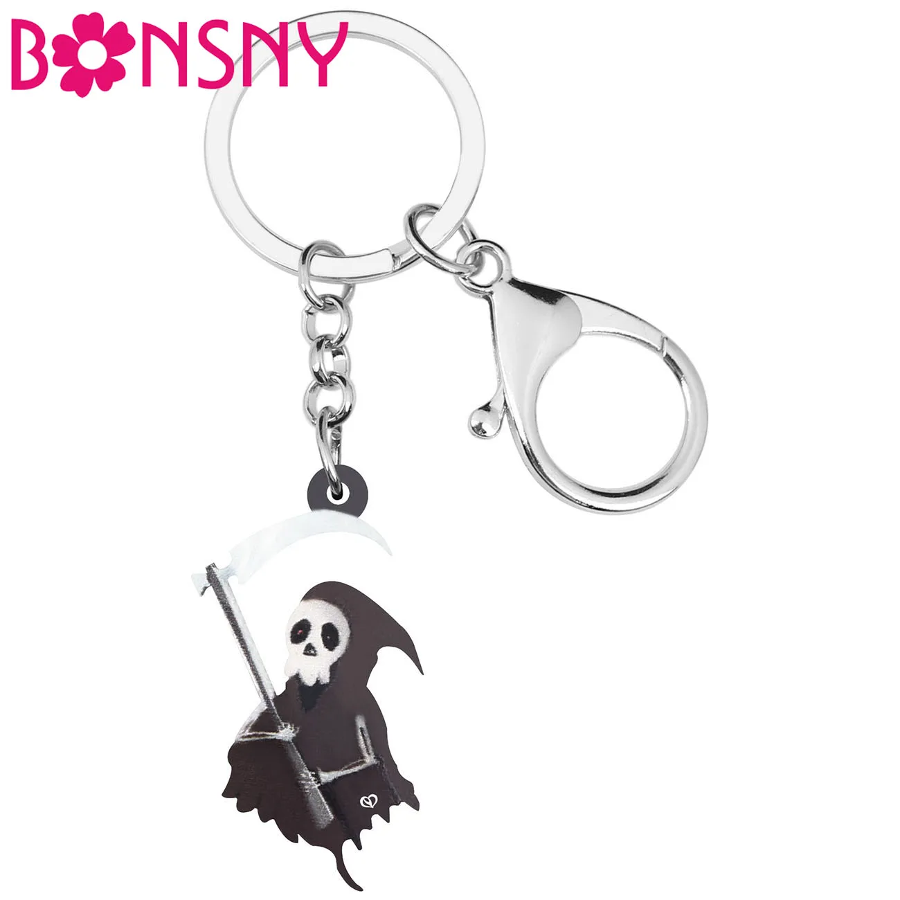 Bonsny Acrylic Halloween Black Grim Reaper Keychains Trouser Wristlet ...