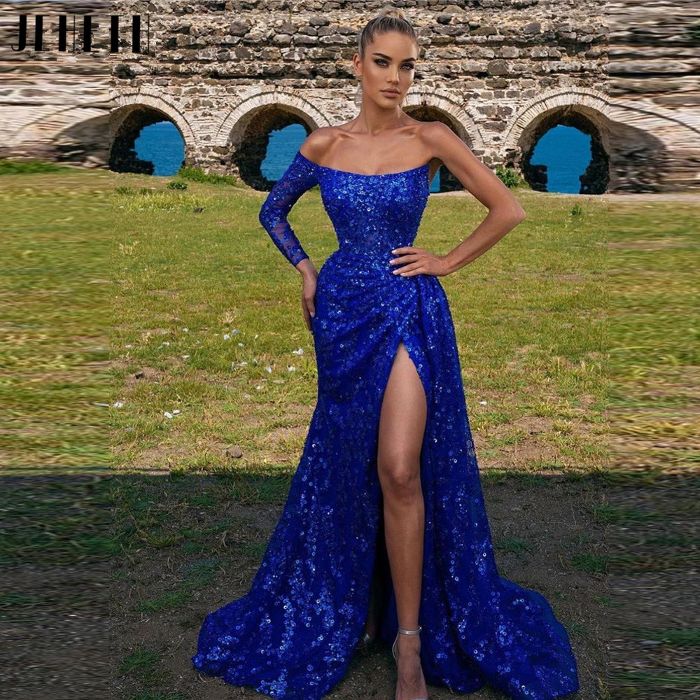 One Shoulder Royal Blue Dresses