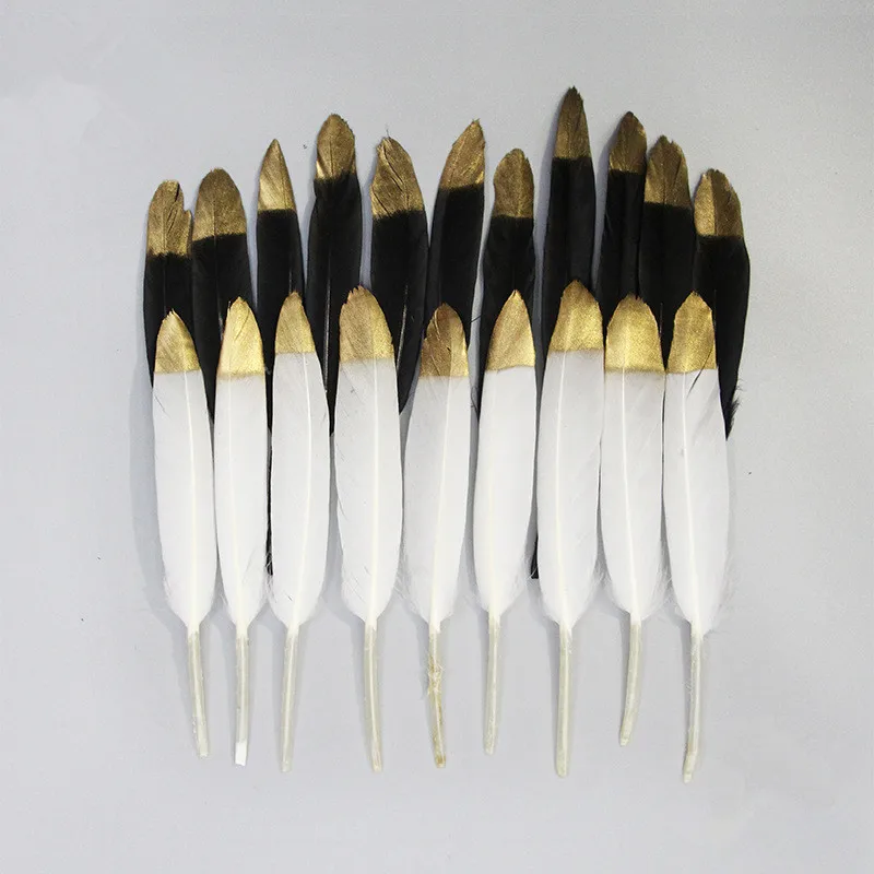 10 15cm/100pcs,Craft golden goose feather, Real feather for wedding ...