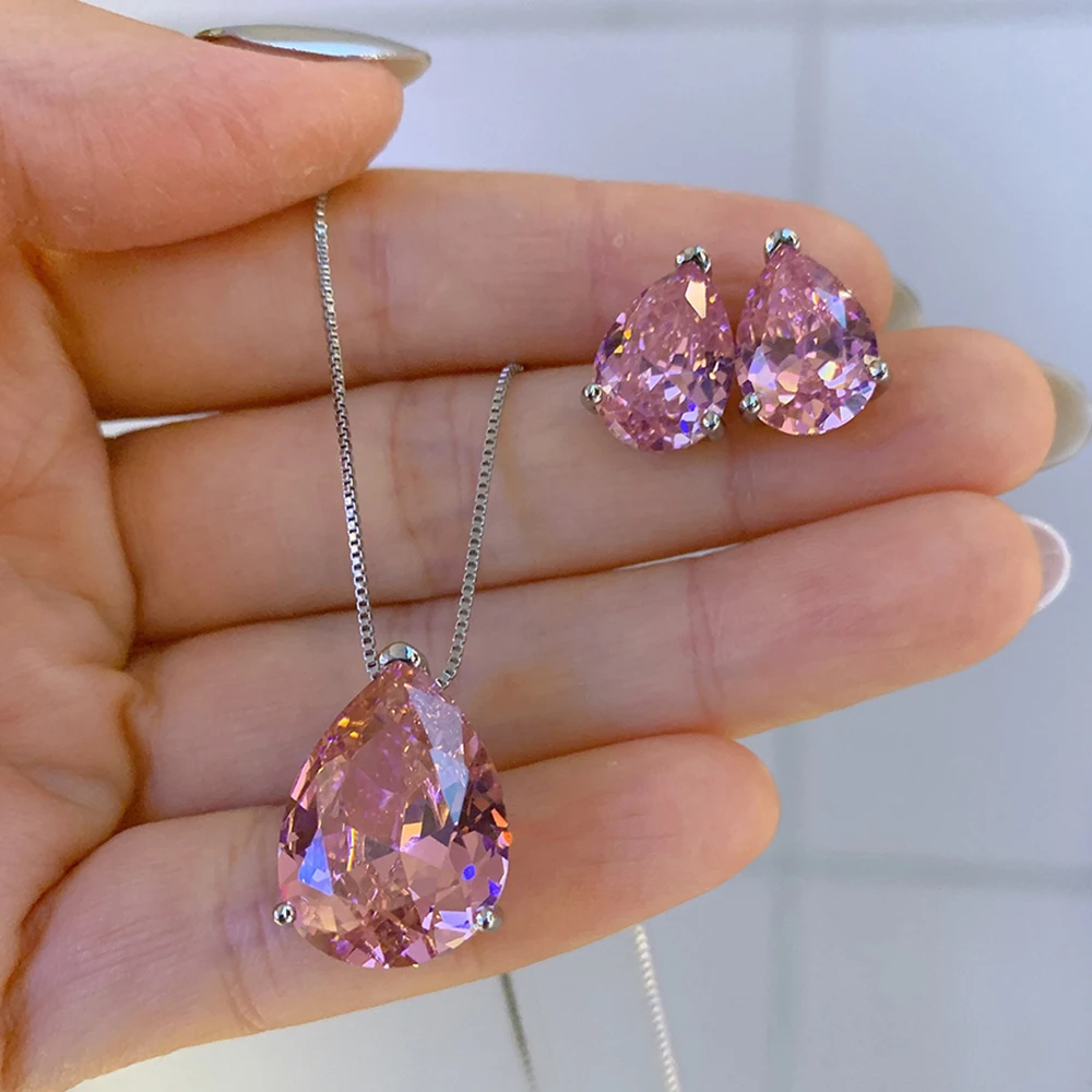 Luxury Gemstone Jewelry Sets 10*30mm Pink Crystal High