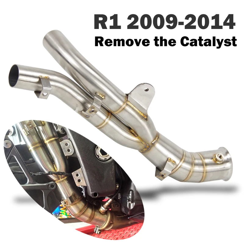 R1 2009-2014 Slip-on Motorcycle Exhaust Muffler Decat Middle Link Pipe ...