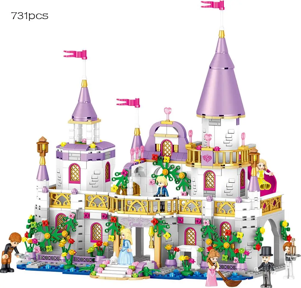 Princess Castle Blocks Snow Queen Elsa Anna Cinderella Ariel Figure ...