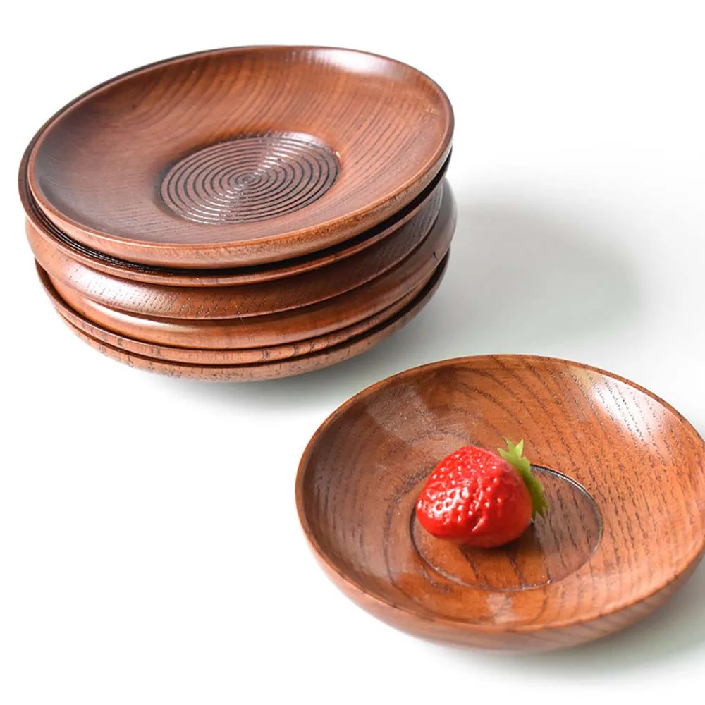 1Pcs-Round-Tableware-Small-Wooden-Plate-Kitchen-Bread-Fruit-Dessert ...