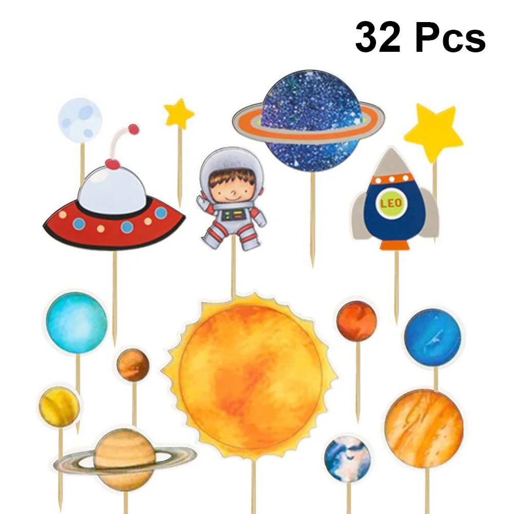 32 Uds lindo planeta universo espacio Topper de la torta de encantadora ...